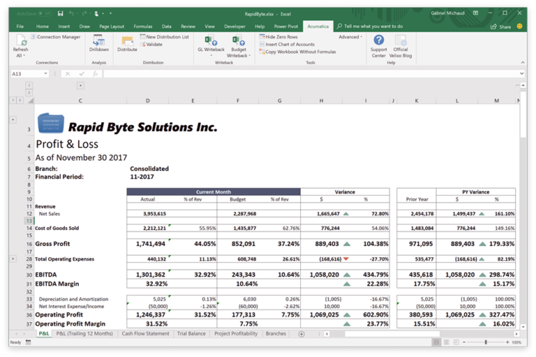 Excel-Based Reporting by Velixo Reports for Acumatica