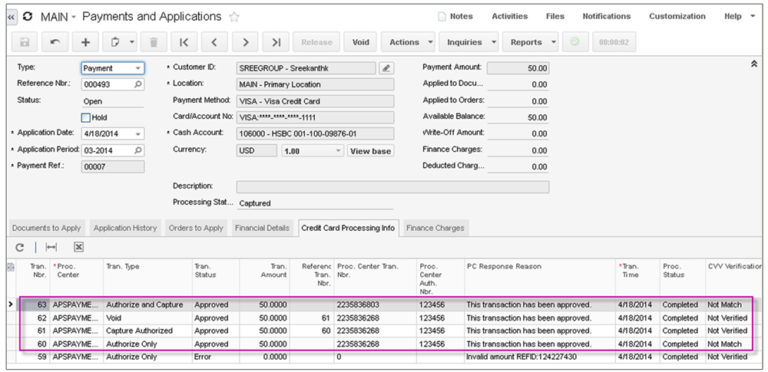 APS Payments Credit Card Integration for Acumatica