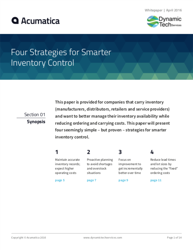 Four Strategies Smarter Inventory Control White Paper - SWK ...