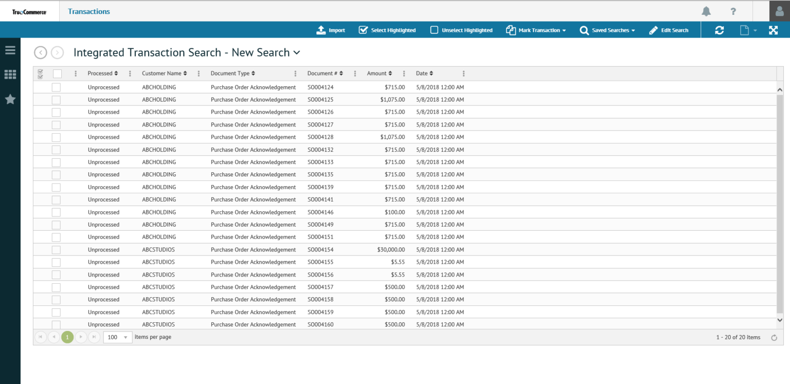 TrueCommerce for Acumatica PO Acknowledgement - SWK Technologies, Inc.